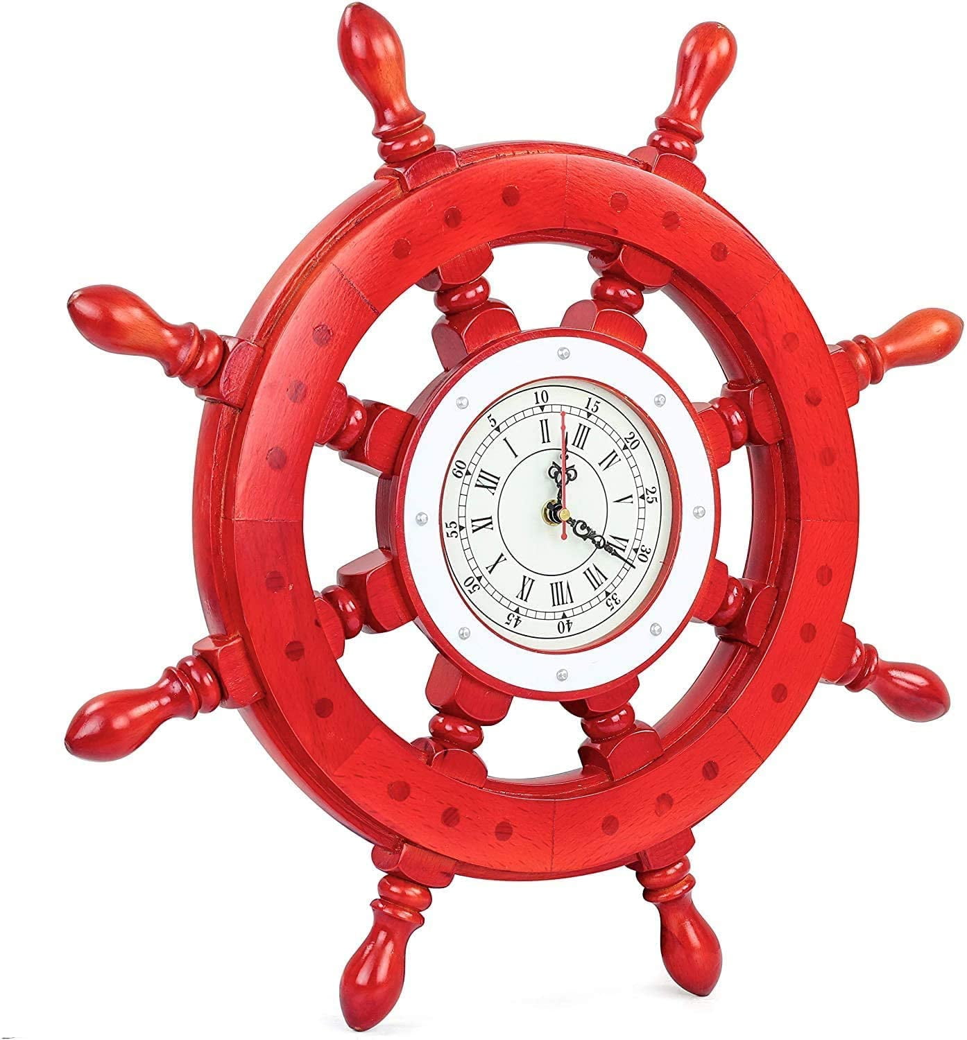 Red Ship Wheel | Nautical Pirate's Premium Polished Boat Steering Ship ...