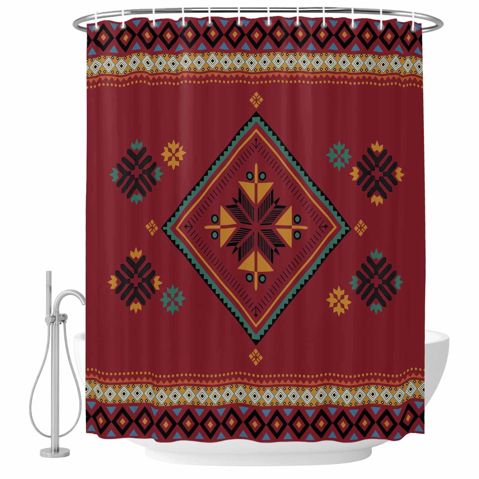 Red Shower Curtain Set - 48" x 72" Washable Bathtub Curtain with 12 ...