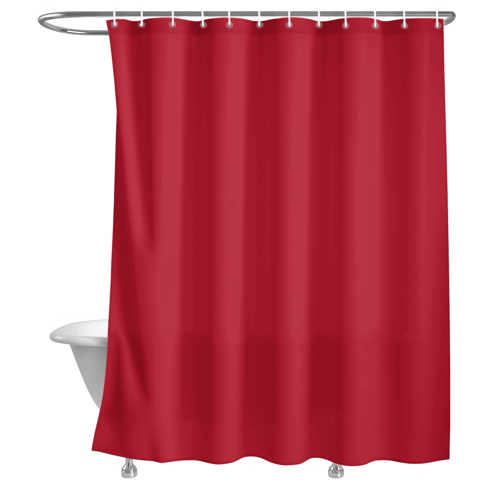 Red Shower Curtain, Solid Color Lightweight Waterproof Fabric Shower ...