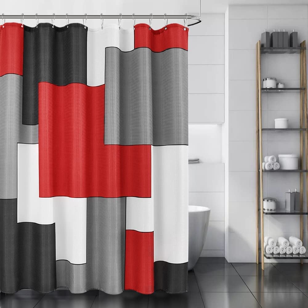 Red Shower Curtains for Bathroom Black and White Modern Shower Curtain ...