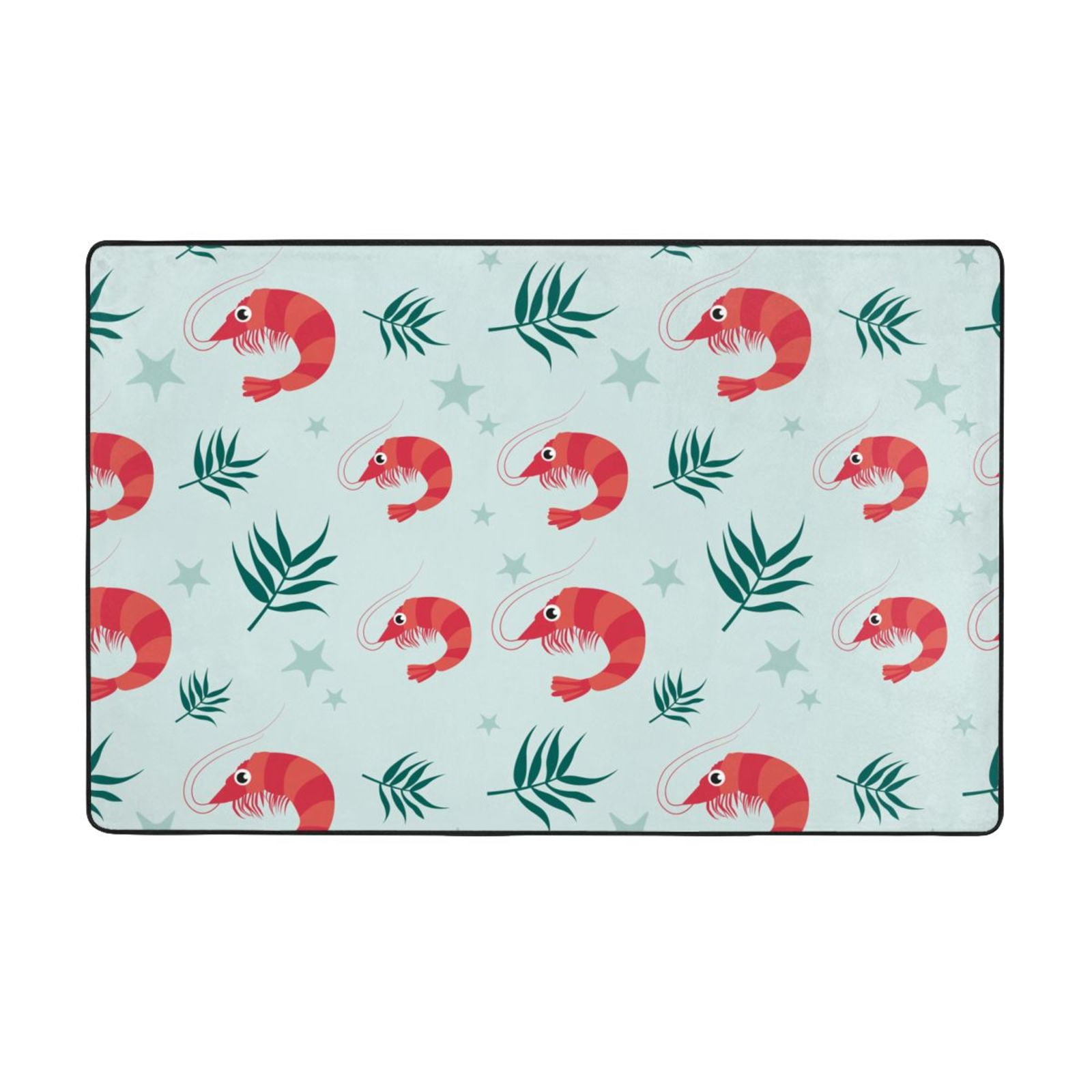 Red Shrimp Green Grass Soft Indoor Outdoor Rug, Washable Rugs for ...