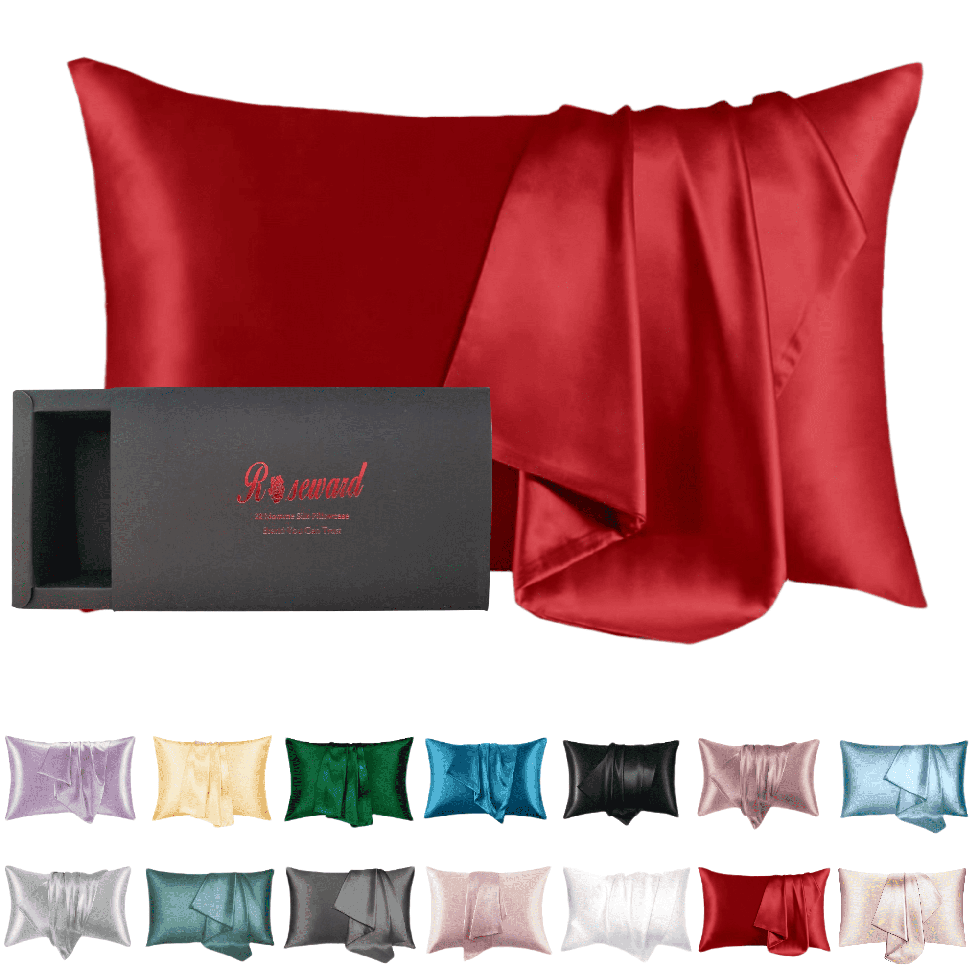 Red Silk Pillow Cases for Hair and Skin Made in USA, 100% Mulberry Silk ...