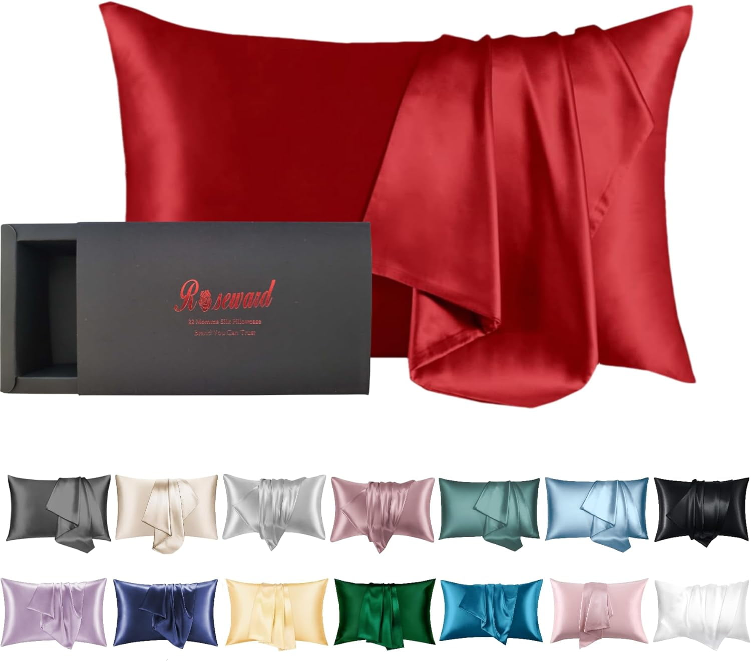 Red Silk Pillow Cases for Hair and Skin Made in USA, Real 22 Momme ...