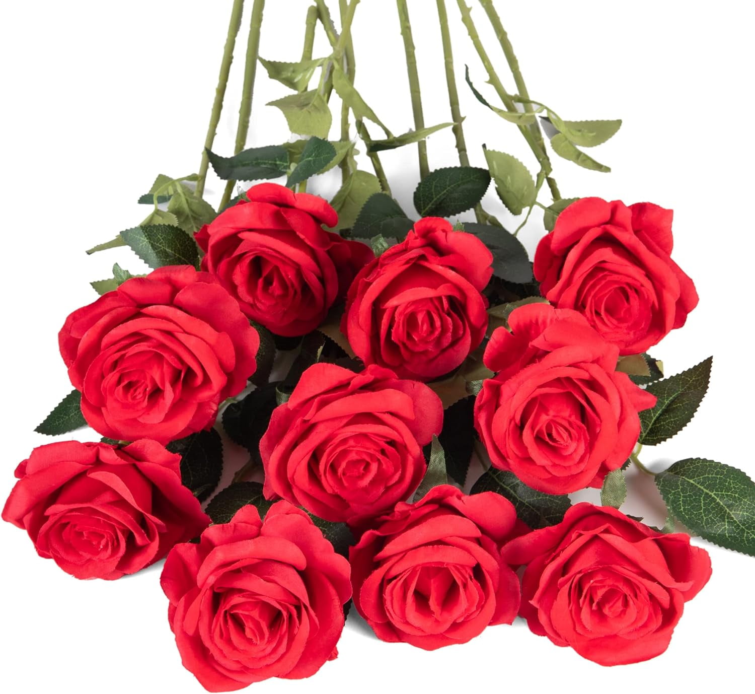 Red Silk Roses Artificial Rose Flowers Long Stem for DIY Wedding ...