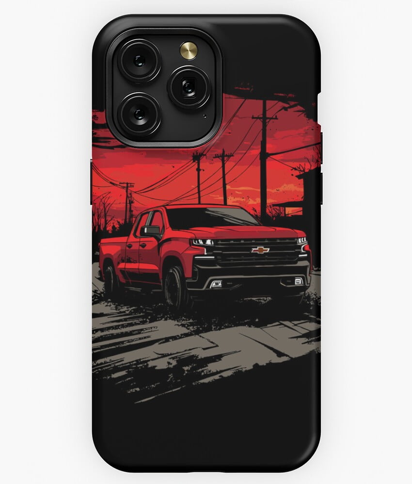 Red Silverado Chevy Truck Fan Art G6252 Phone Case for iPhone17 16 15 ...