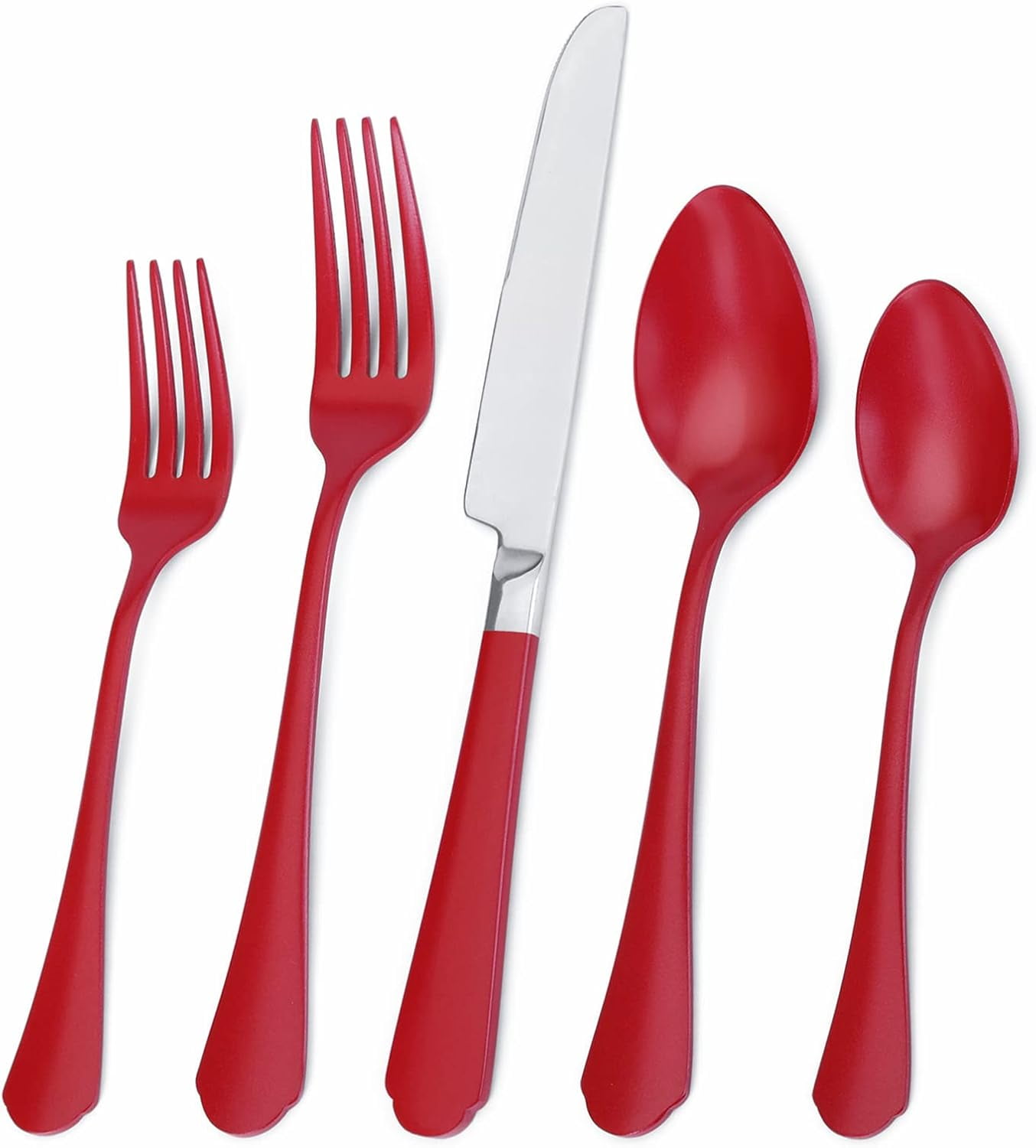 Red Silverware Set, 20-Piece Stainless Steel Flatware Set, Kitchen ...