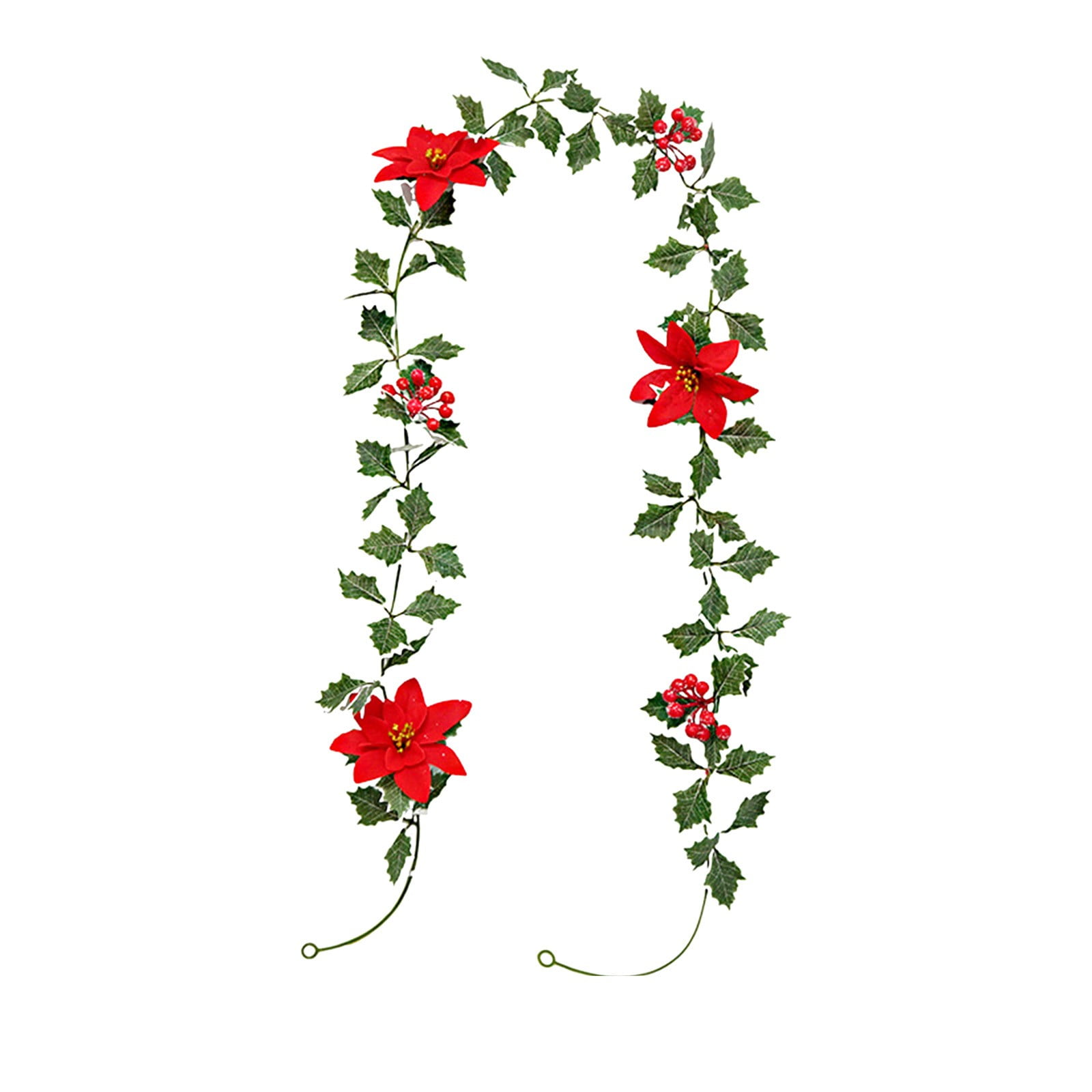 Red Simulation Flowers Rattan Christmas Decor With Snowflake Berries ...