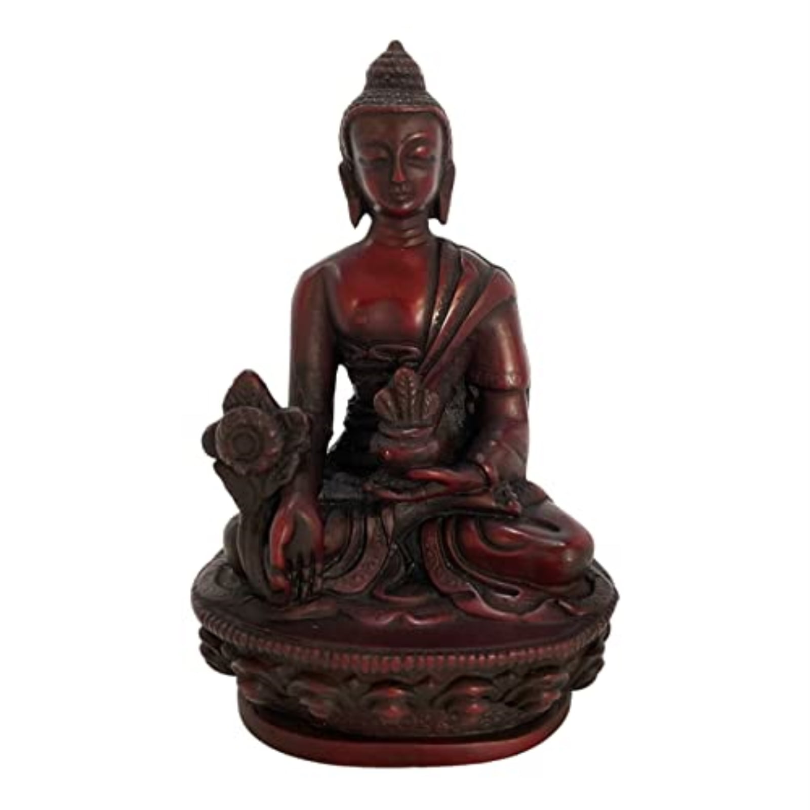 Red Sitting Medicine Buddha Resin Figurine 4.25 Inch Made in Nepal ...