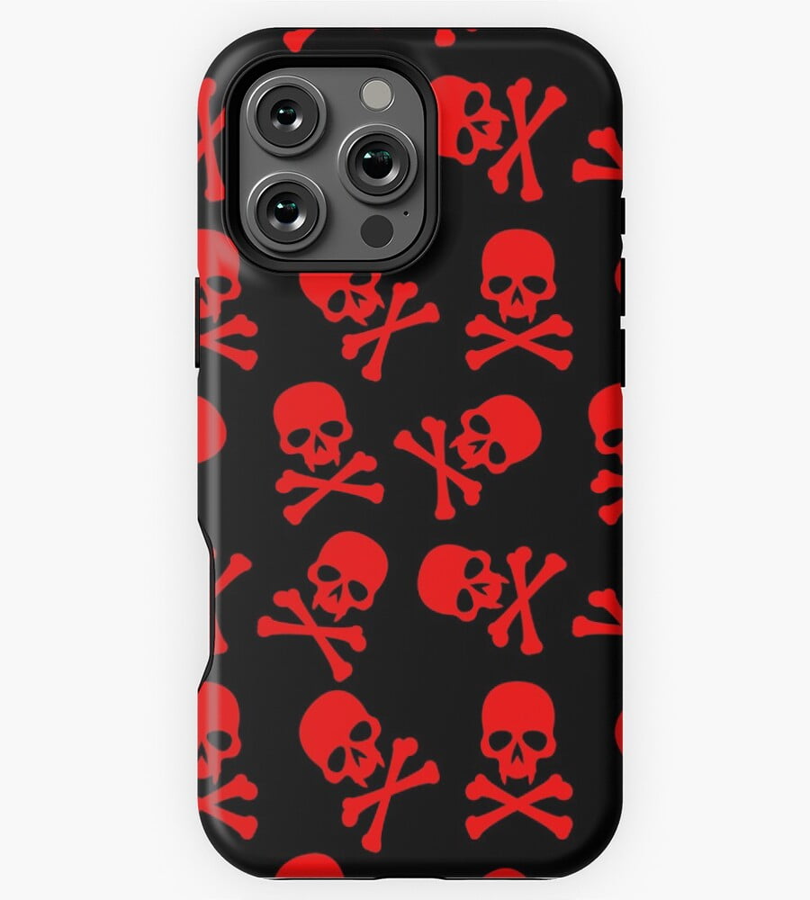 Red Skeleton and Crossbones GA7975 Phone Case for iPhone 11 to 17 Pro ...