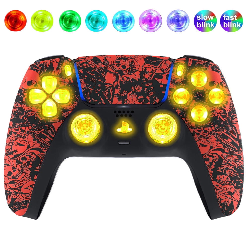 Red Skulls Silent Modz LED Light-Up Buttons Wireless Custom Controller ...