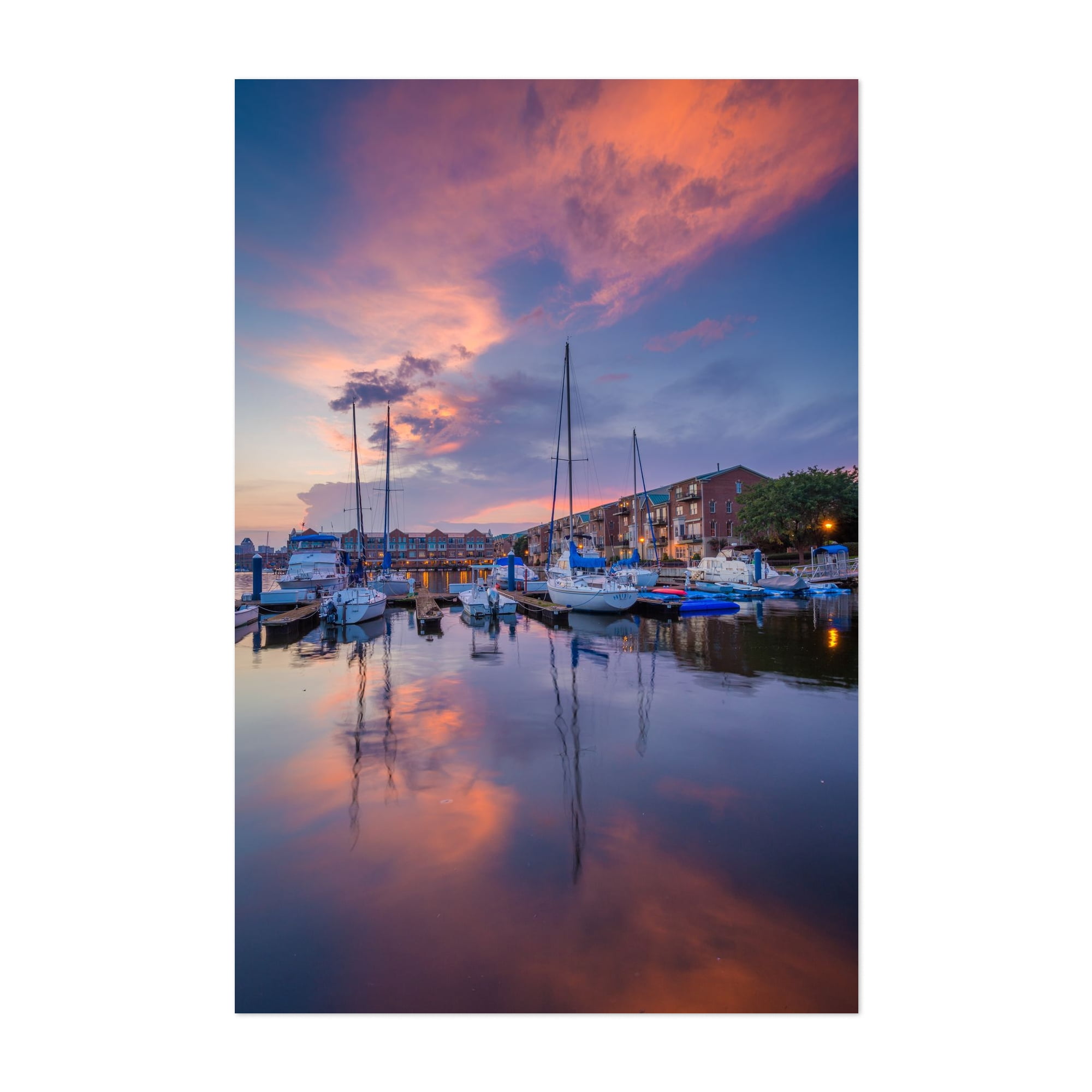 Red Sky - Baltimore Maryland Photography Harbor Sunset Boat Scenic ...