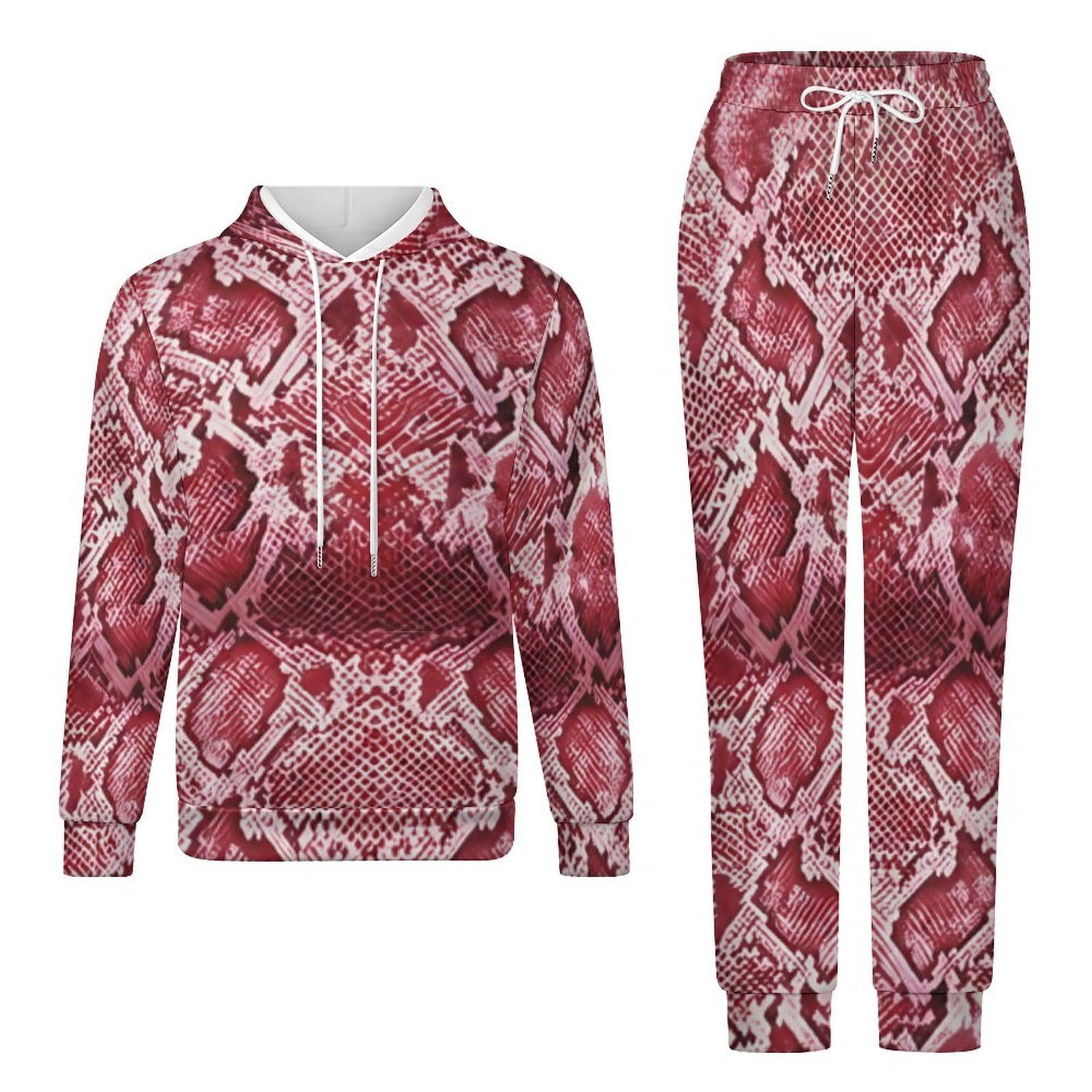 Red Snake Skin Pattern Hoodie And Pants Set Tracksuit Men Women ...
