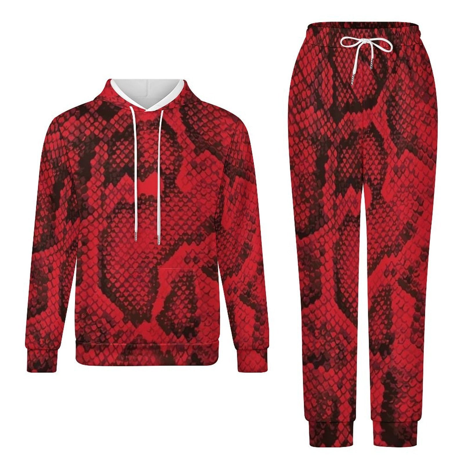 Red Snakeskin Texture Hoodie And Pants Set Tracksuit Men Women Clothing ...