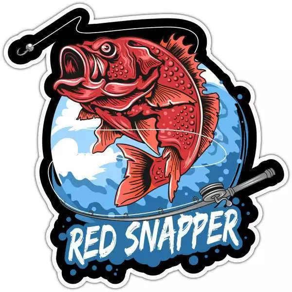 Red Snapper Fish Fishing Fisherman Hook Rod Car Stickerphone Decal ...
