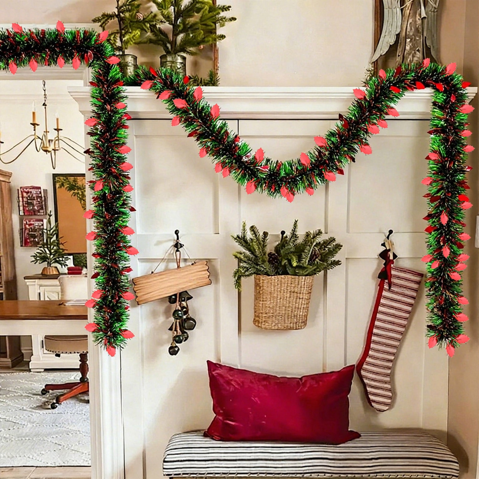 Red Snowflake Christmas Party Decor - Colorful Striped Hanging Swirls ...