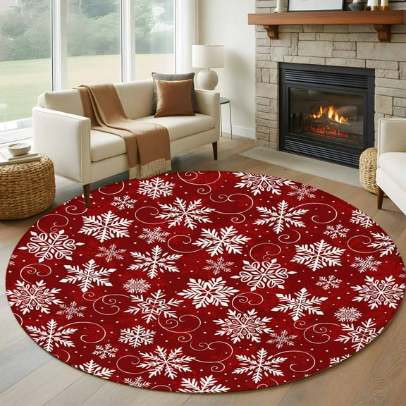 Blue Purple Orange Round Area Rug 5 FT, Non Slip Bedroom Rugs, Modern ...