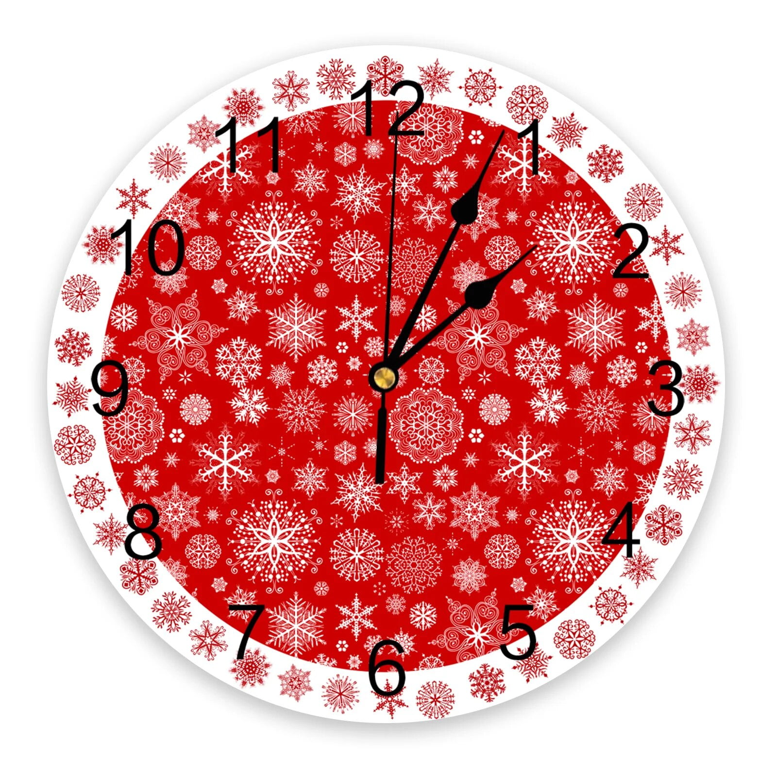 Red Snowflake Christmas Winter Wall Clock Large Modern Kitchen Dinning ...