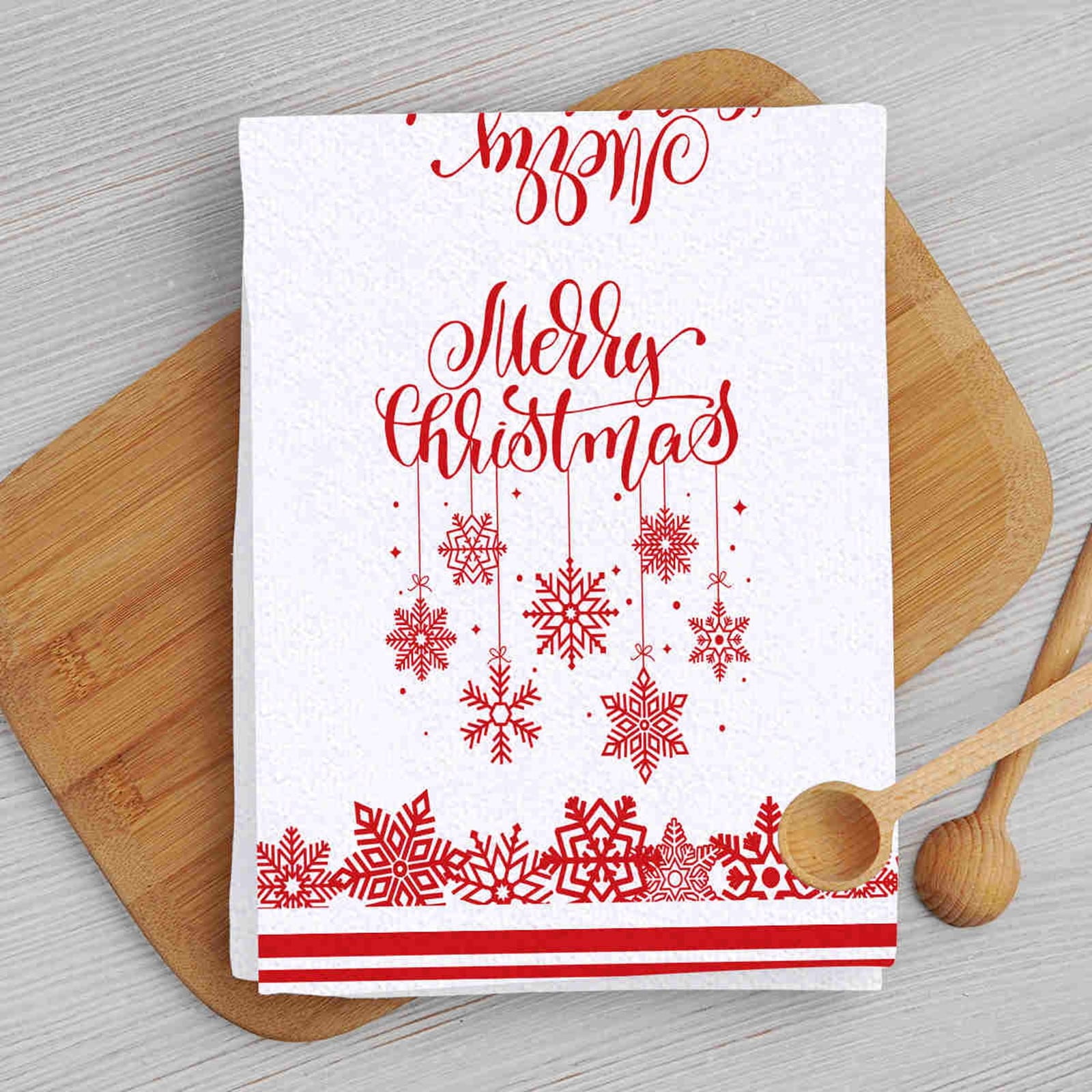 Red Snowflake Dish Towels Super Cleaning Strainer Cooking Rags Dish Towel Set 24 Kitchen ...