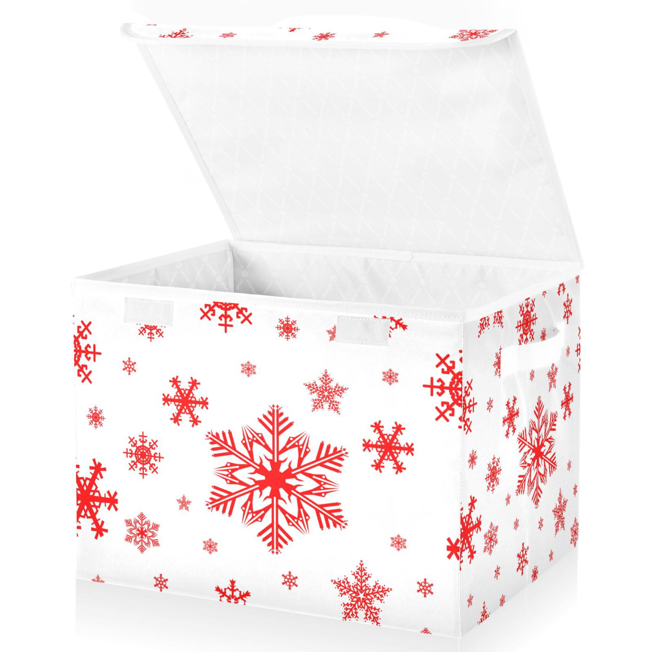 Red Snowflakes Large Lidded Storage Bin Foldable Storage Boxes Cubes ...
