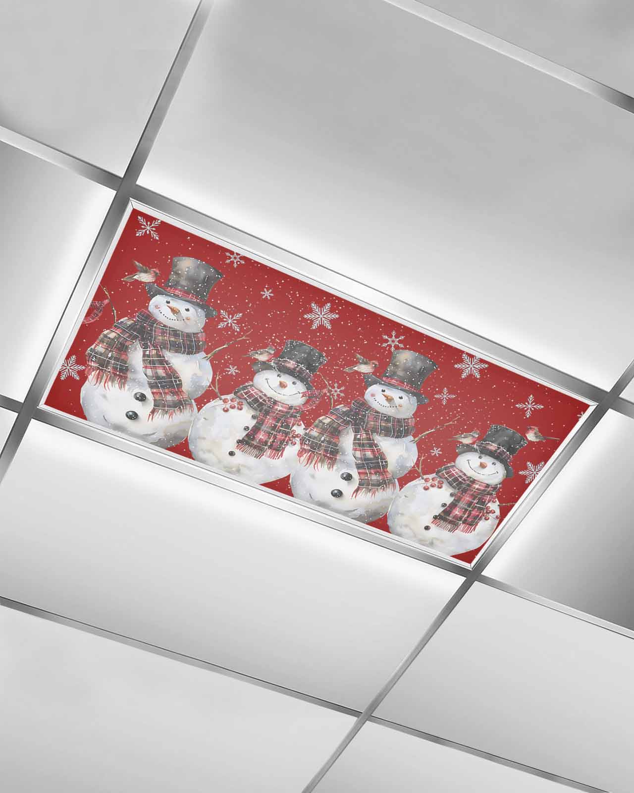 Red Snowman Christmas Fluorescent Light Covers for Ceiling Lights 4x2 ...