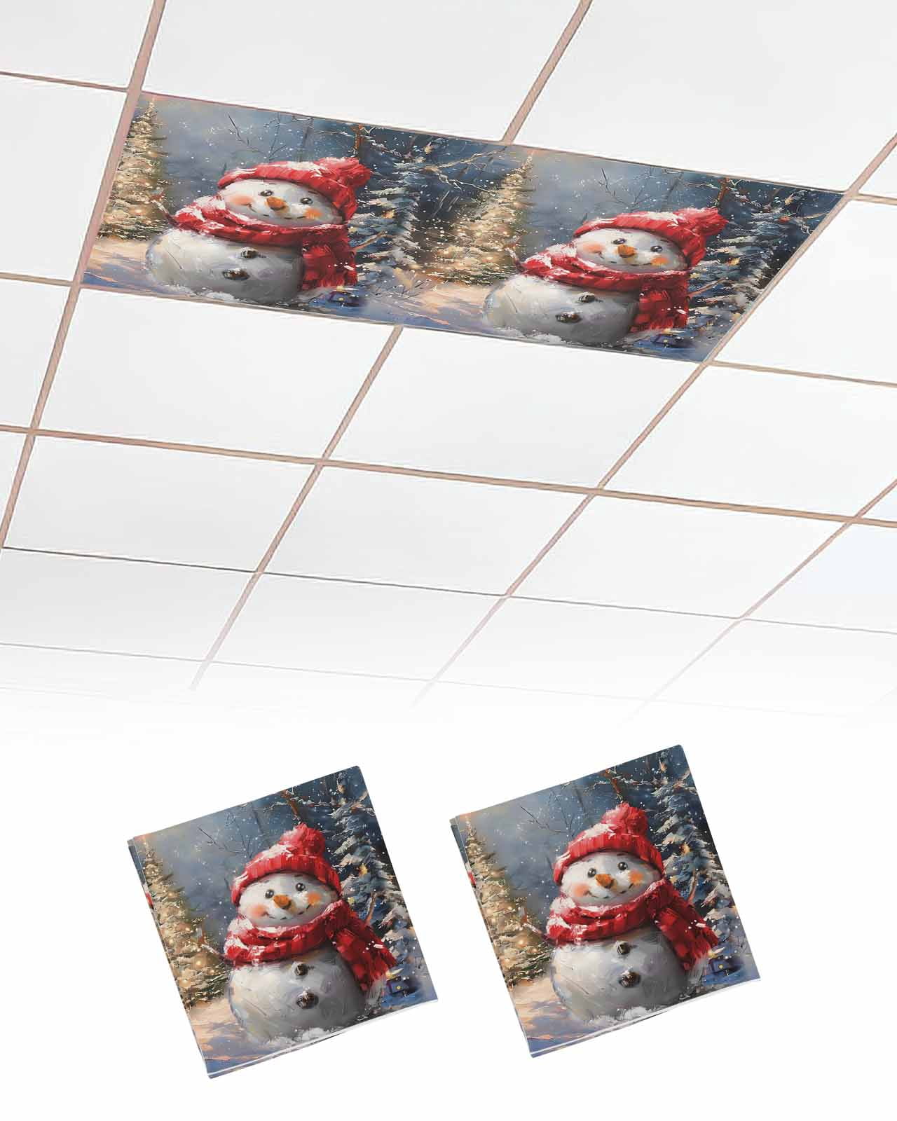 Red Snowman Christmas Fluorescent Light Covers for Ceiling Lights 4x2 ...
