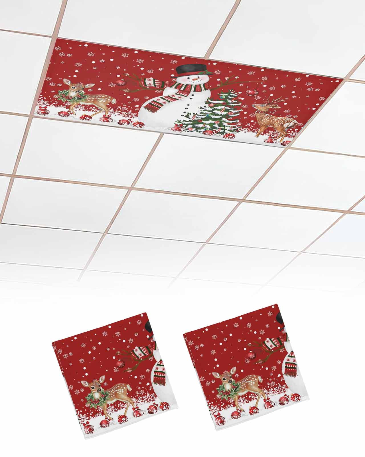 Red Snowman Christmas Fluorescent Light Covers for Ceiling Lights 4x2 ...