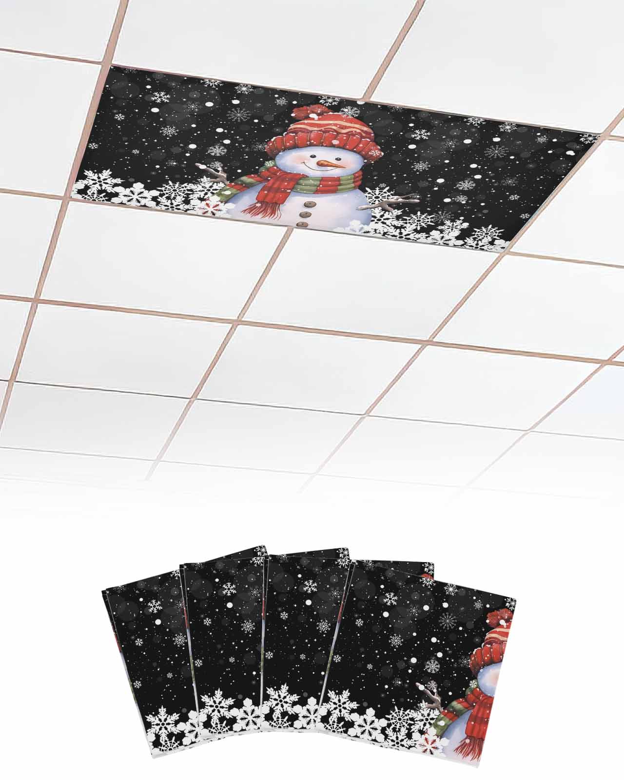 Red Snowman Christmas Fluorescent Light Covers for Ceiling Lights 4x2 ...