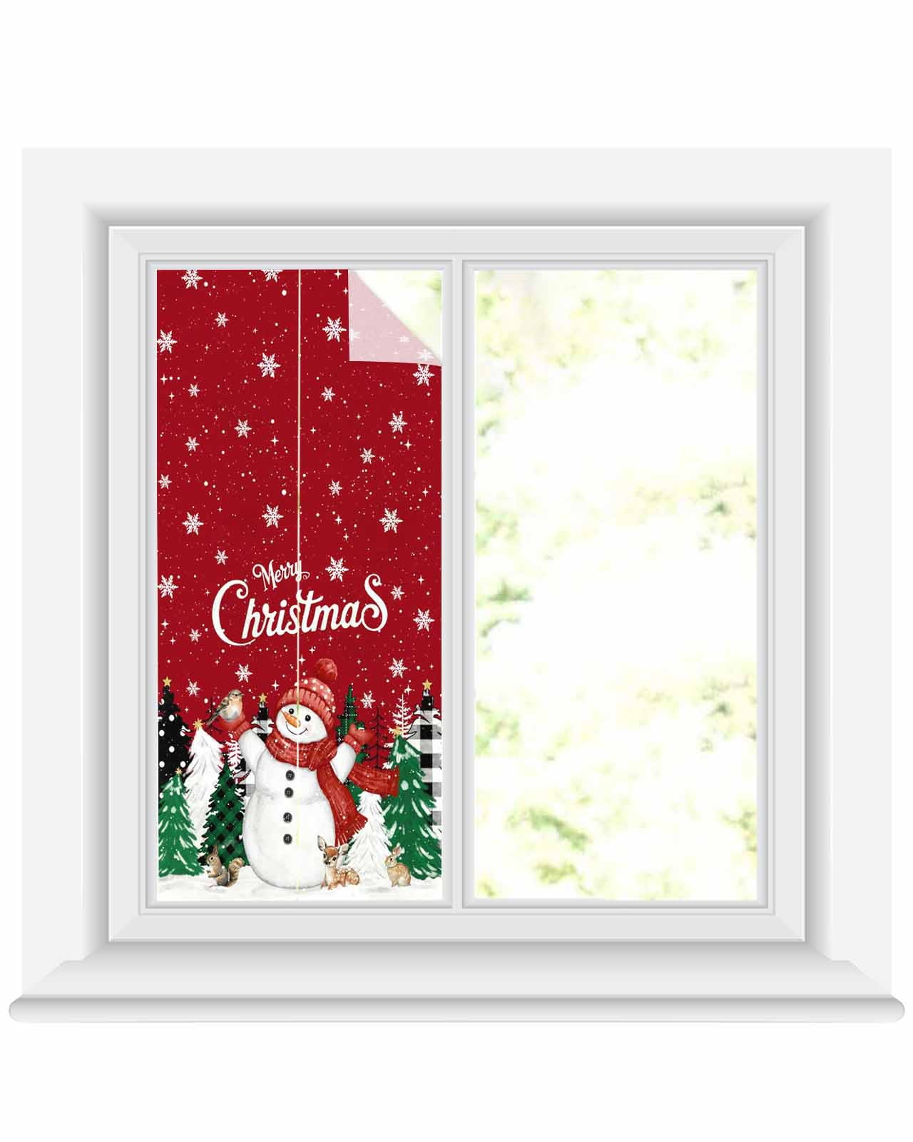 Red Snowman Christmas Window Privacy Film Stained Glass Window Film ...