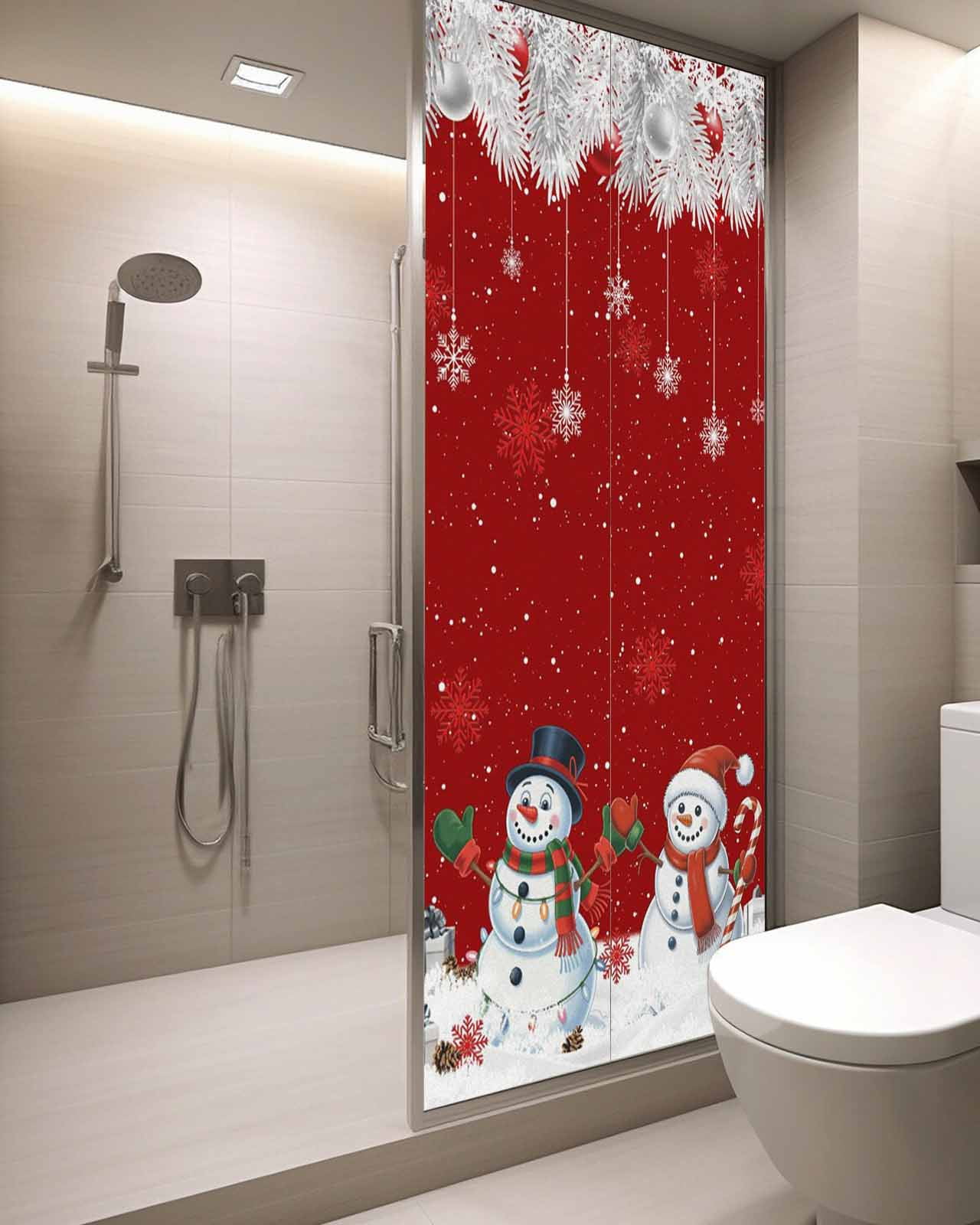 Red Snowman Christmas Window Privacy Film Stained Glass Window Film ...