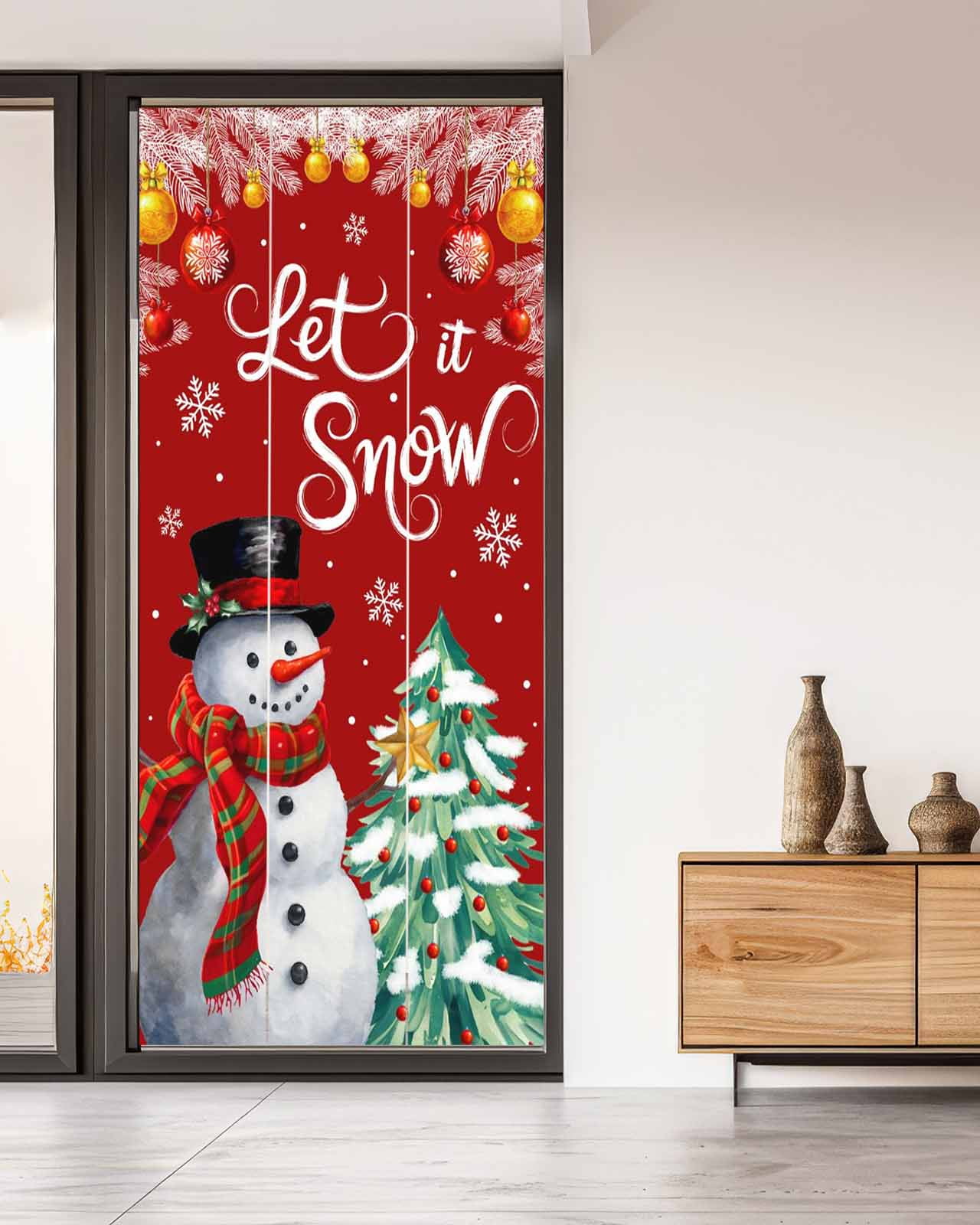 Red Snowman Christmas Window Privacy Film Stained Glass Window Film ...