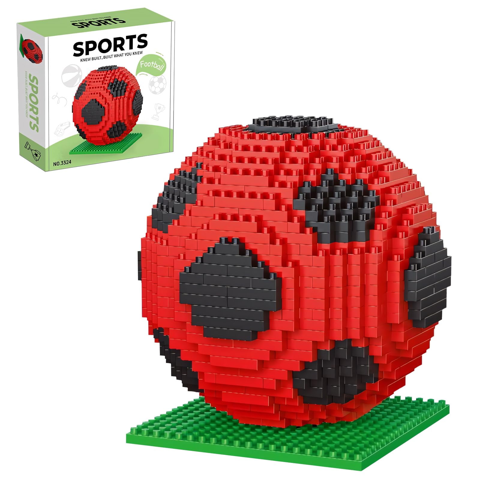 Red Soccer Ball Micro Mini Building Blocks Sets Sports Football Ball ...