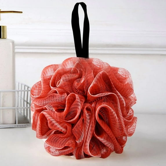 (Red) Soft Shower Mesh Foaming Sponge Exfoliating Scrubber Bath Bubble ...