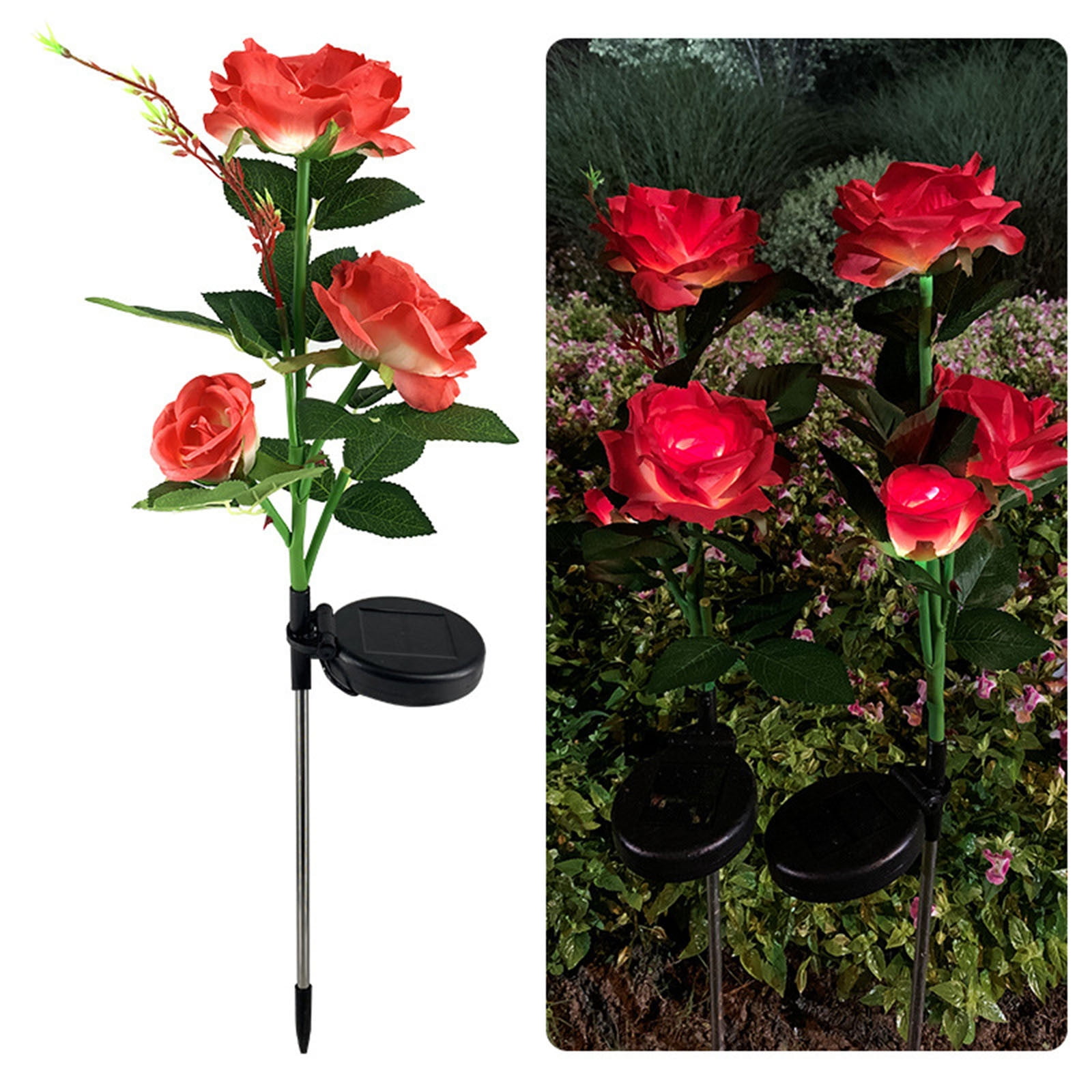Red Solar Led Rose Garden Stake Light Outdoor Lawn Decor, By Meiiso ...