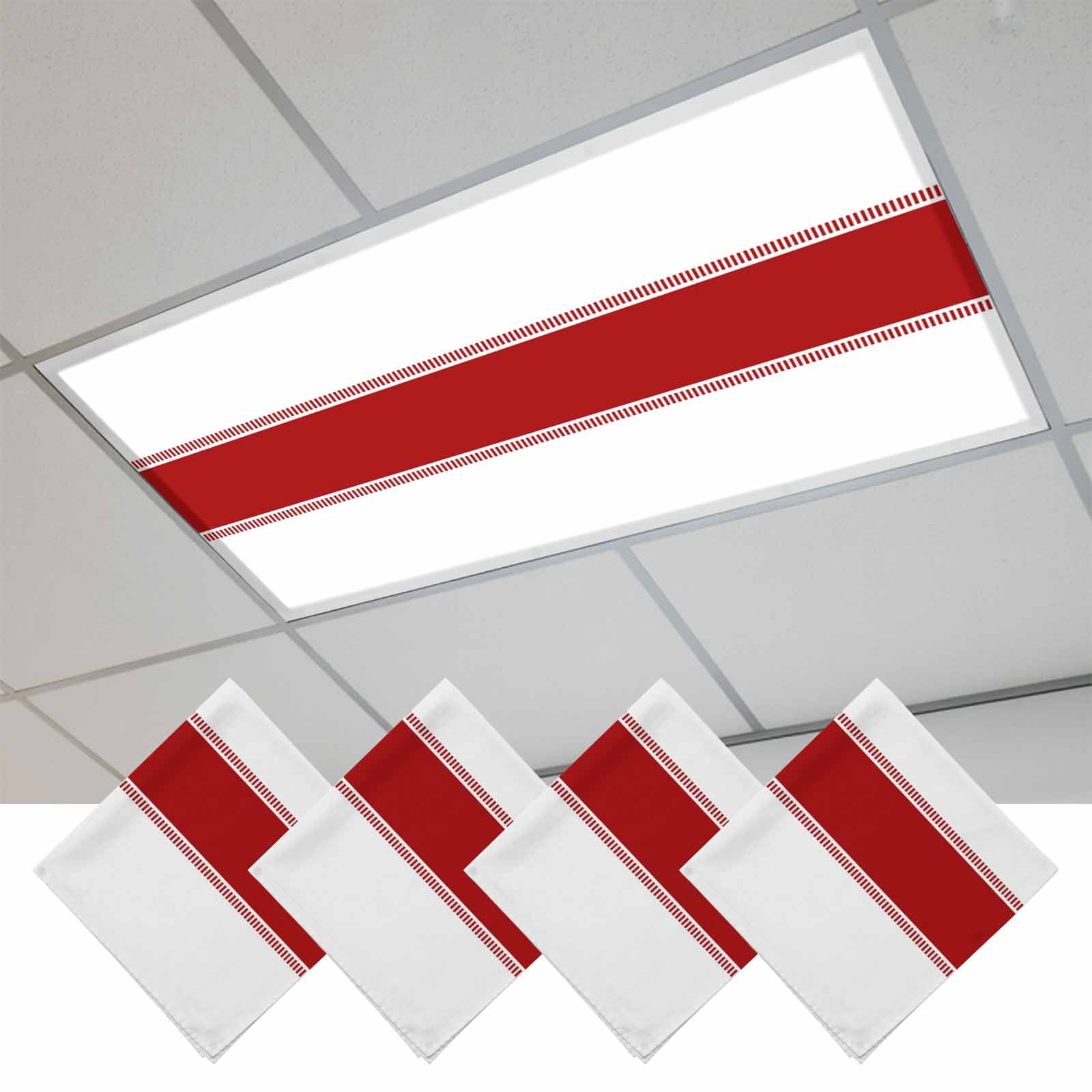 Red Solid Color Texture Fluorescent Light Covers, Simple Red Stripes ...