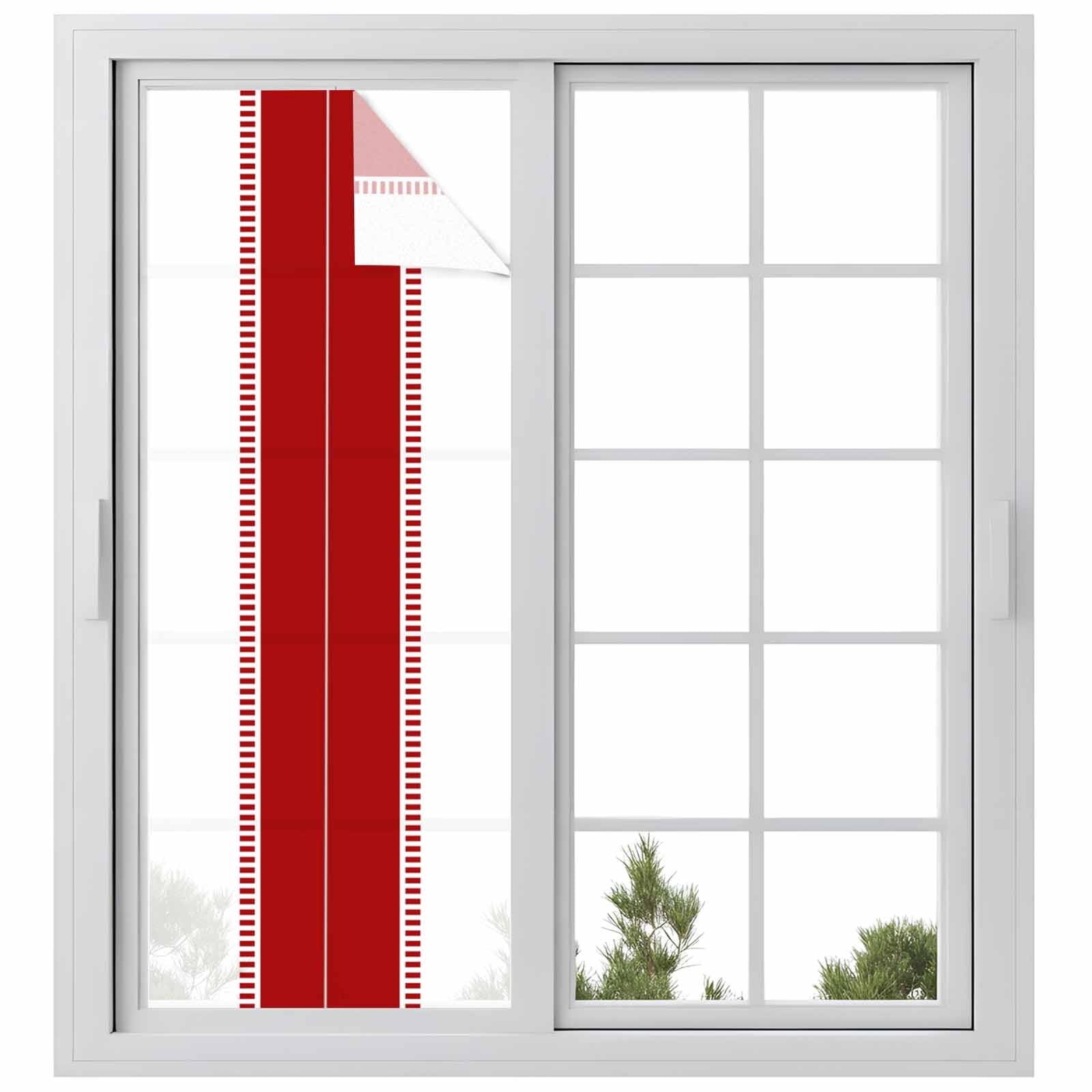 Red Solid Color Texture Window Privacy Film, Simple Red Stripes Static ...