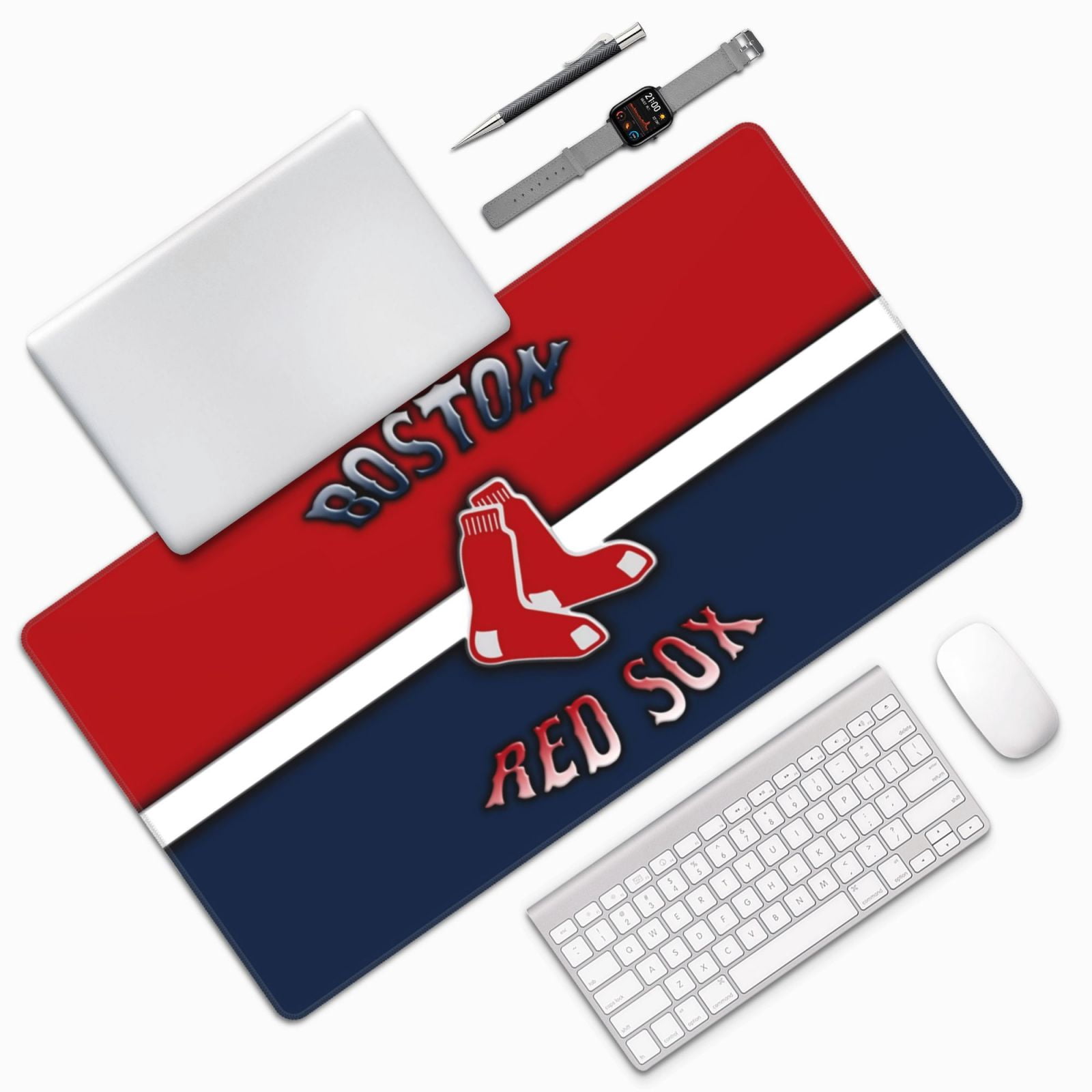 Red_Sox Anti-Slip Rubber Mouse Pad Baseball Team Pattern Printed Mouse ...