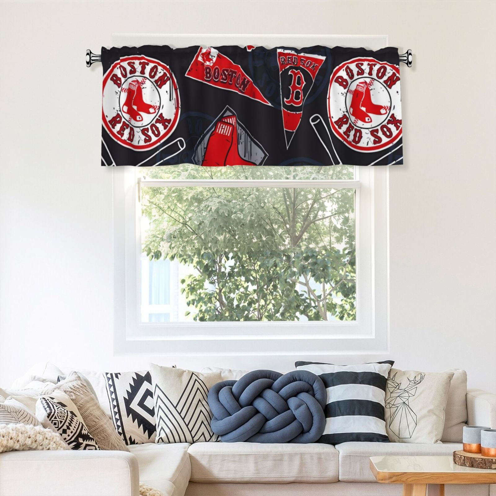 Red_Sox Baseball Team Custom 54x18 Inch Rod Curtain Home Decor Easy to ...