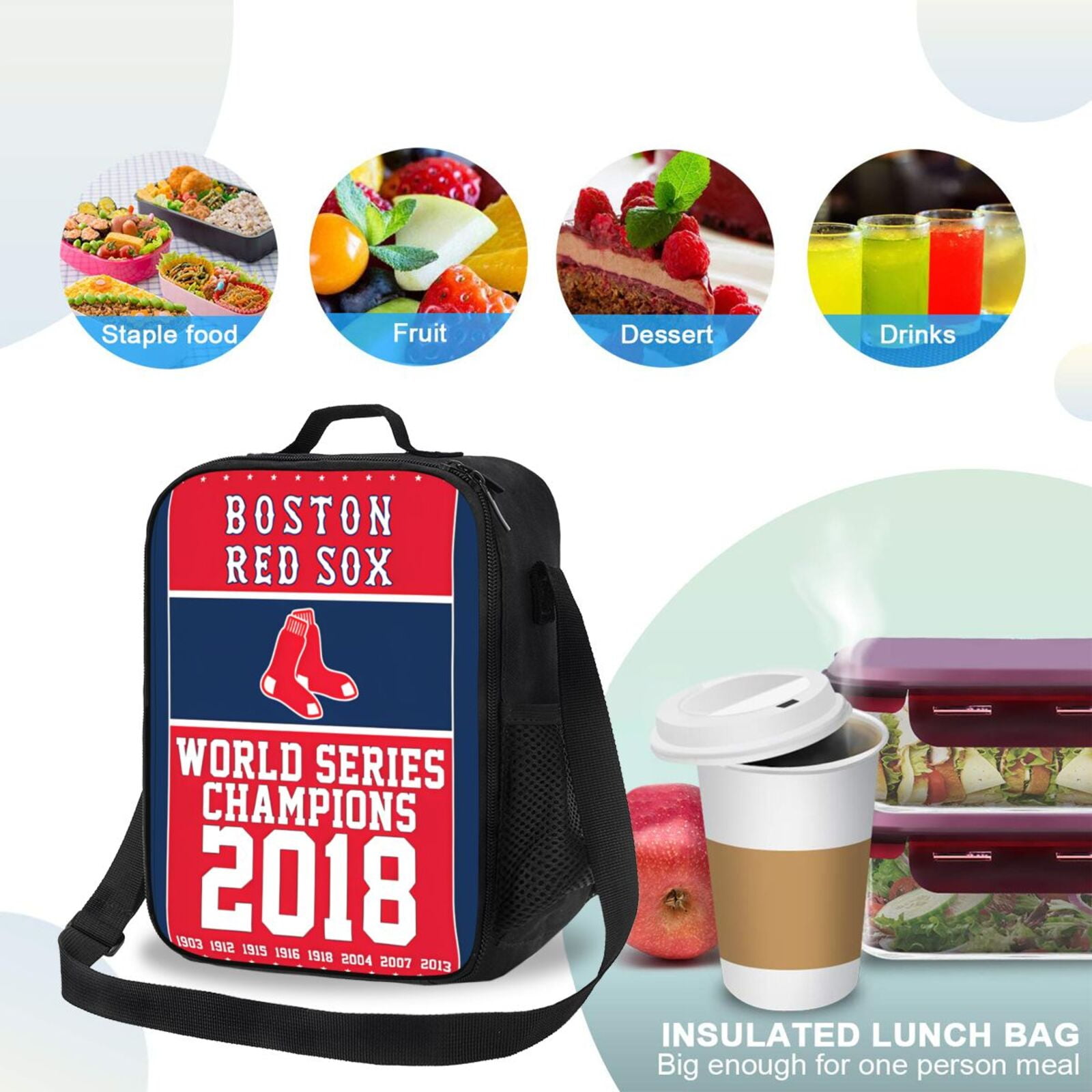 Red_Sox Baseball Team Customized Multifunctional Lunch Box Insulation ...