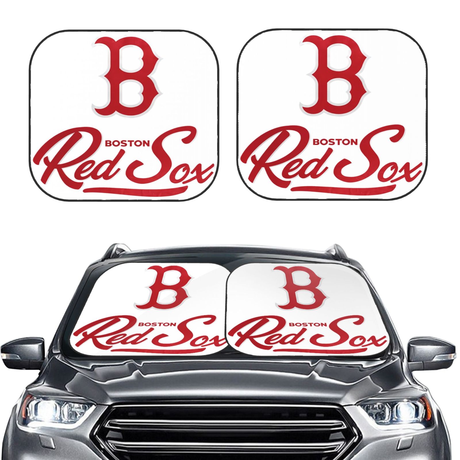 Red_Sox Car Windshield Sun Shade Foldable Front Windshield Shade for ...