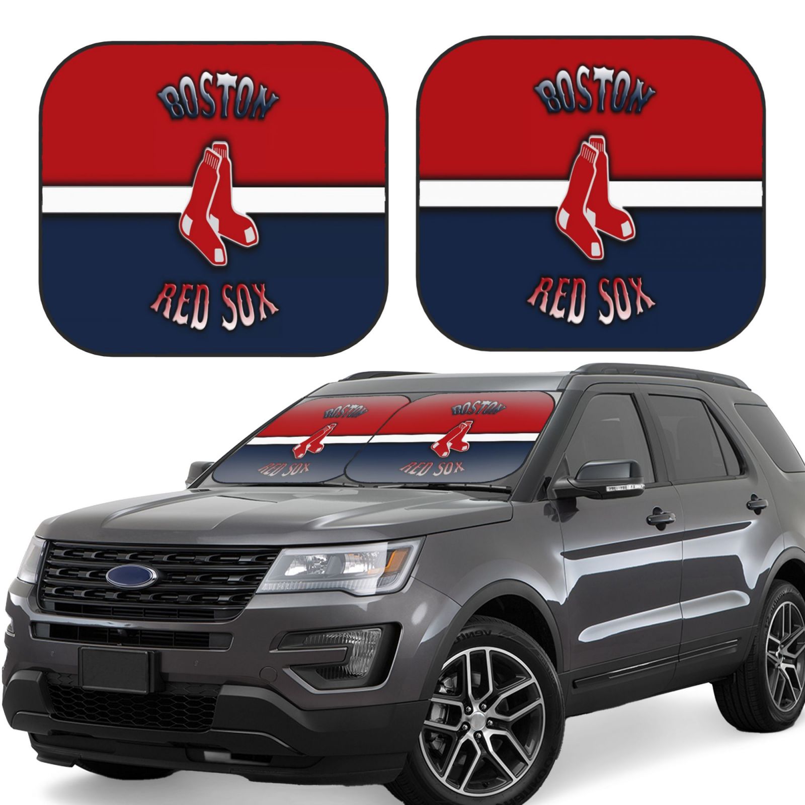 Red_Sox Car Windshield Sun Shade Foldable Front Windshield Shade for ...