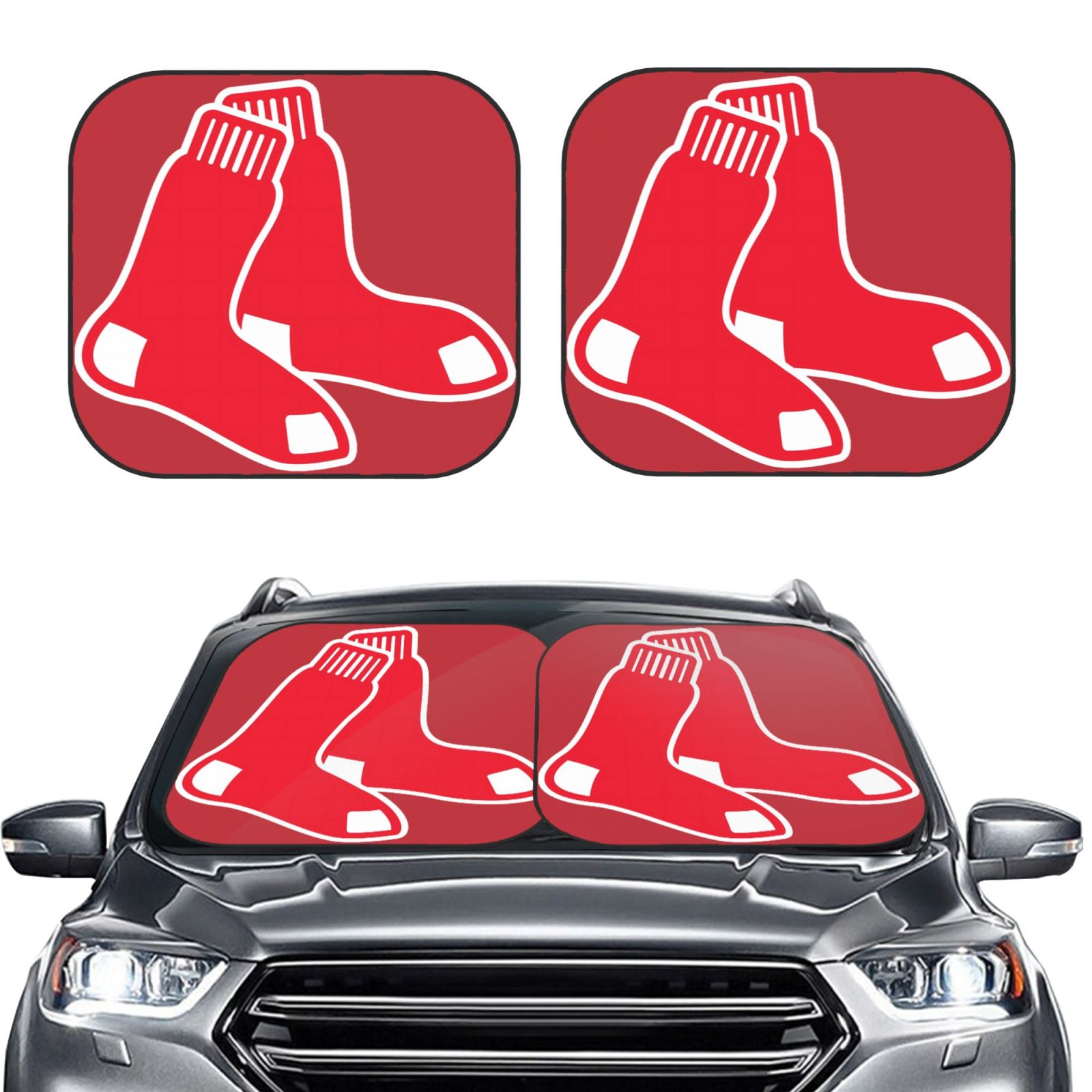 Red_Sox Car Windshield Sun Shade Foldable Front Windshield Shade for ...