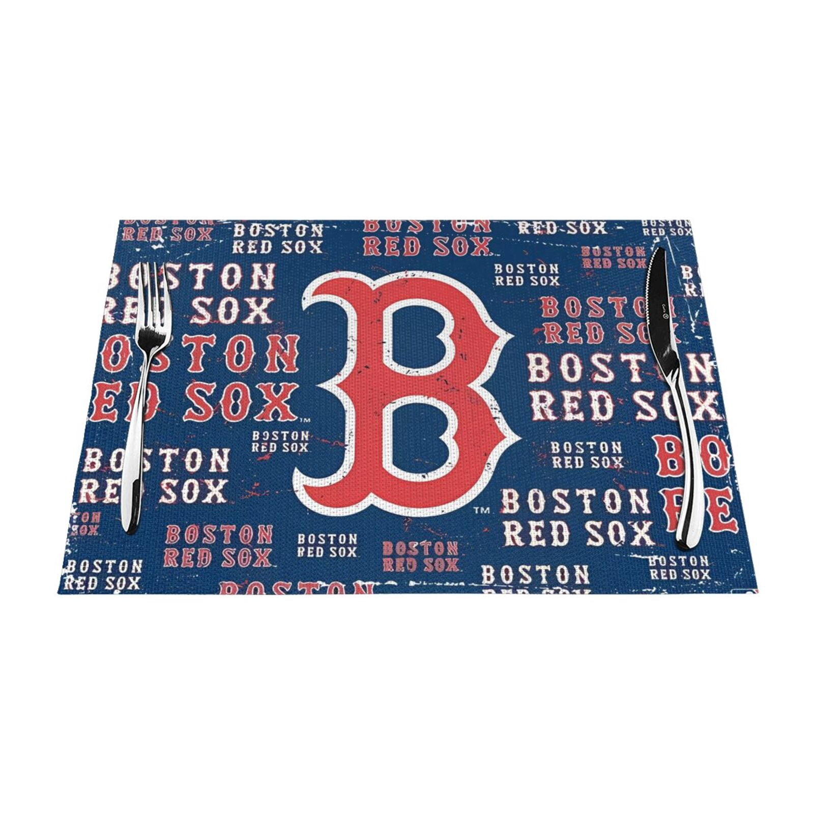 Red_Sox Team PVC Woven Dinner Plate Mat 12x18 Inch, Easy to Clean Table ...