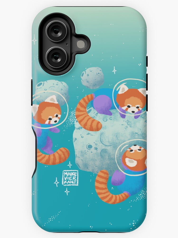 Red Space Pandas Bright Cosmic Scene For iPhone 11-17 Pro Max Phone ...