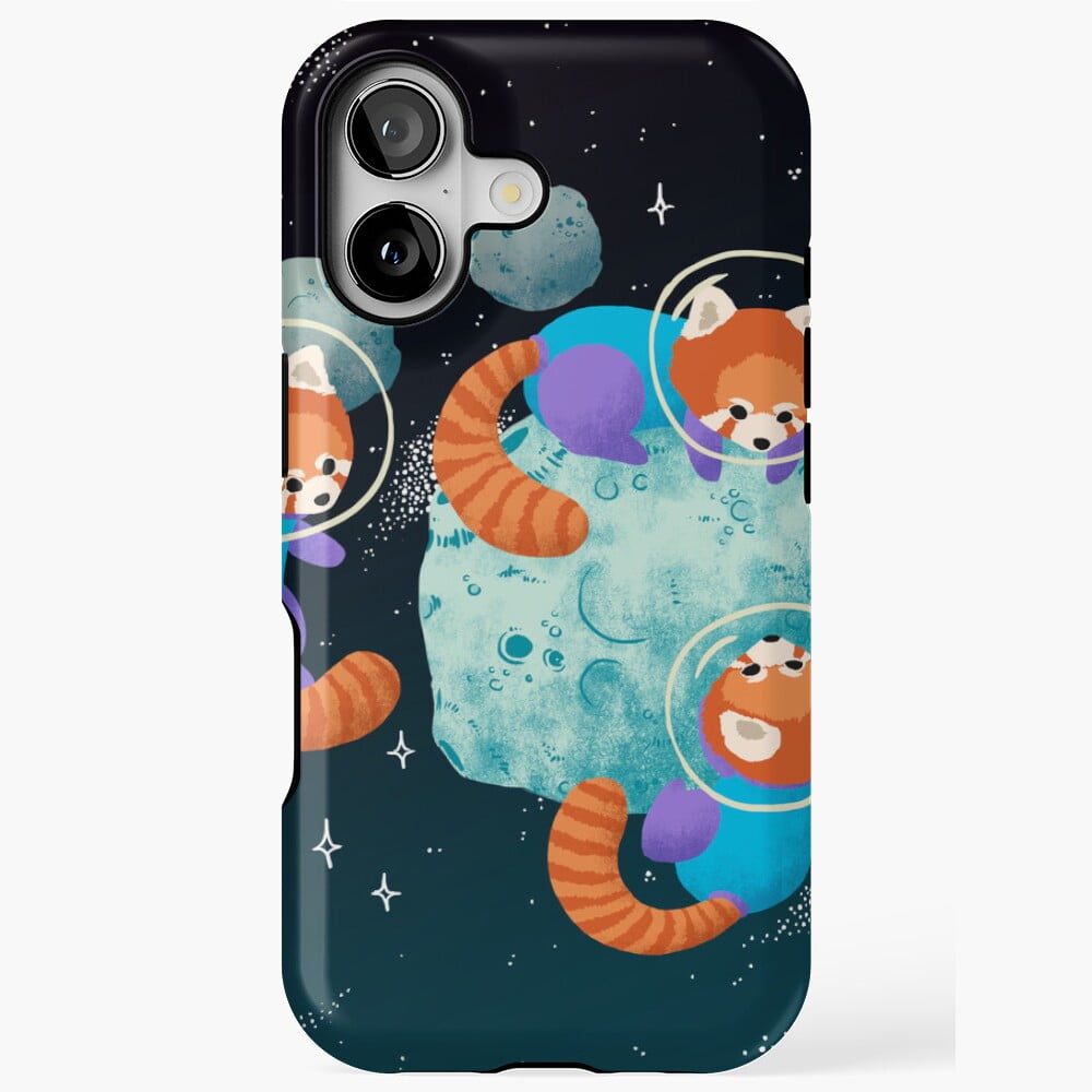 Red Space Pandas Whimsical Animal Art Compatible Phone Case for iPhone ...