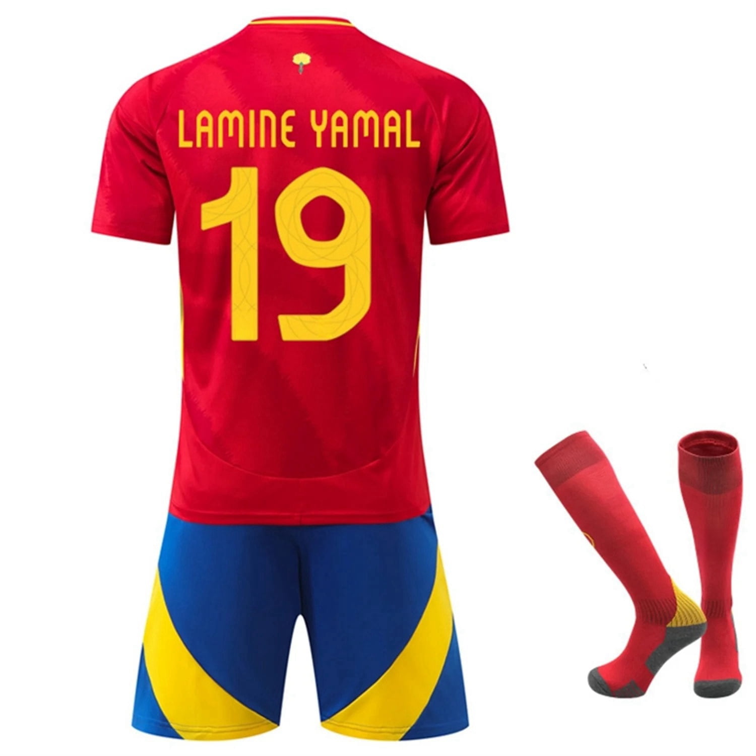 Red Spain 2024 Home Activewear NO.19 Lamine Yamal Soccer Fans Training ...