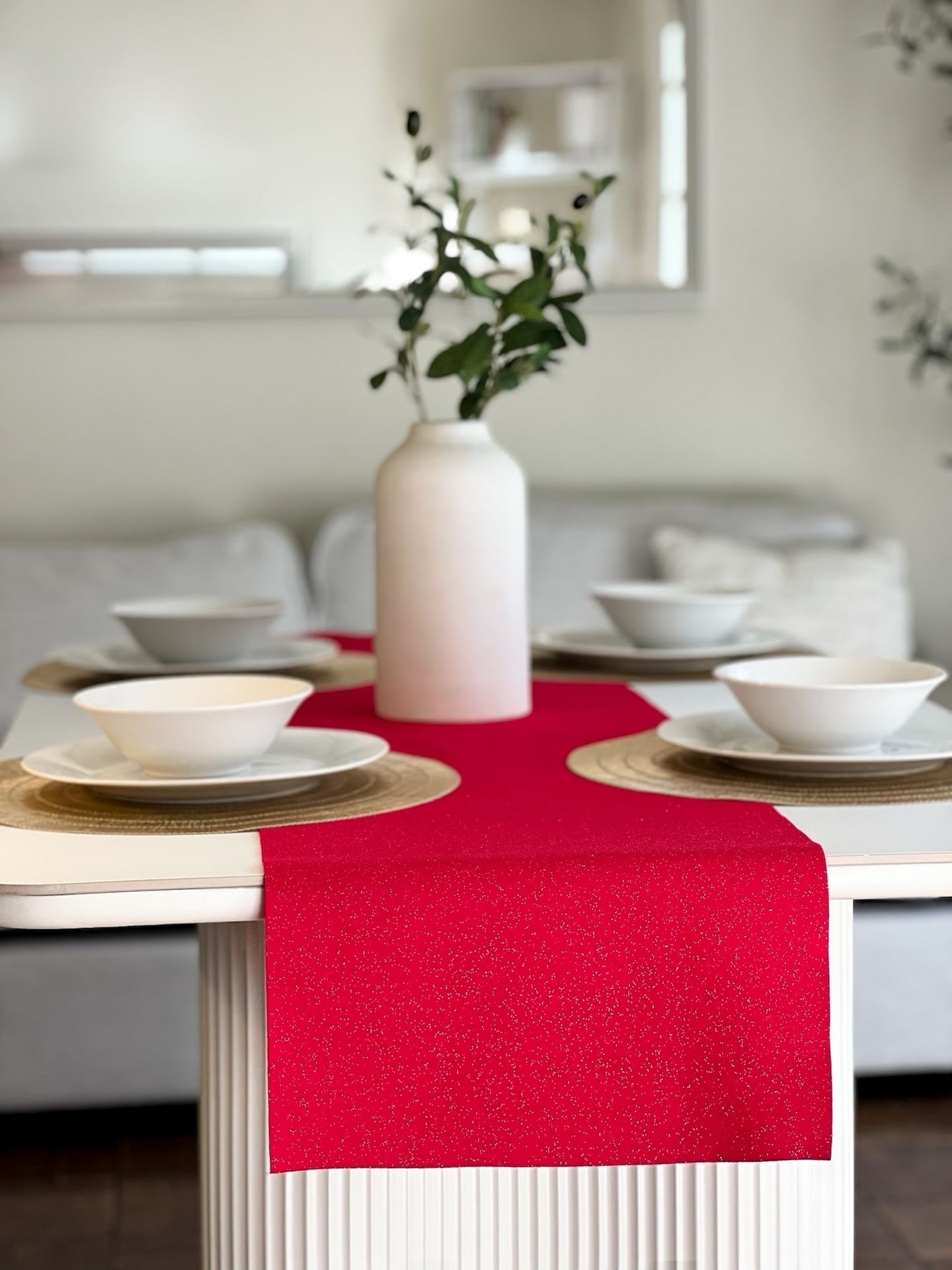 FabricLA Red Sparkling Glitter Felt Table Runner â€“ 12" W x 60" L ...