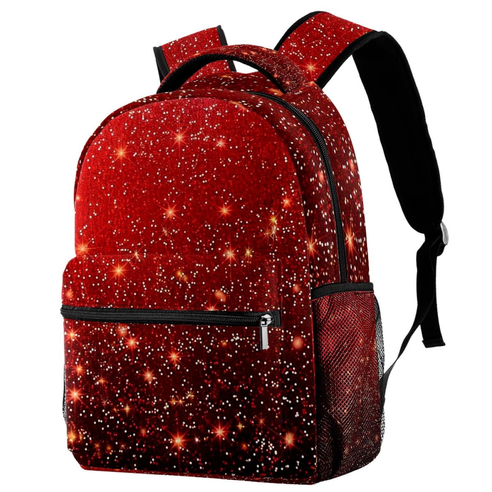 Red Sparkling Glitter Pattern Lightweight Backpacks Roomy Interior ...