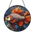 Red Speckled Fish Stained Glass Style Window Suncatcher Hanging Decor ...