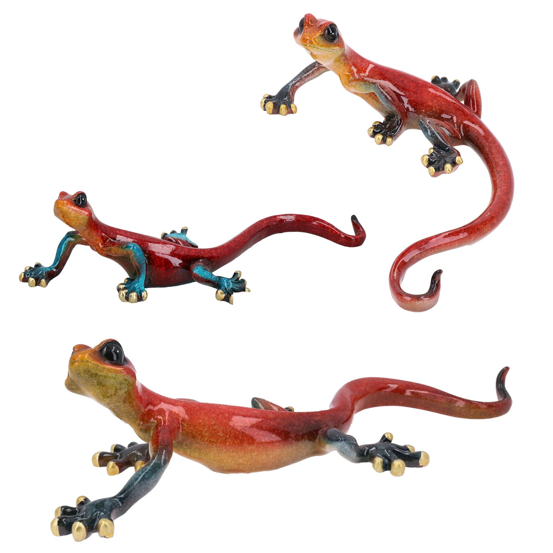 Red Speckled Gecko Lizard Resin Wall Shed Sculpture Decor Statue Full ...