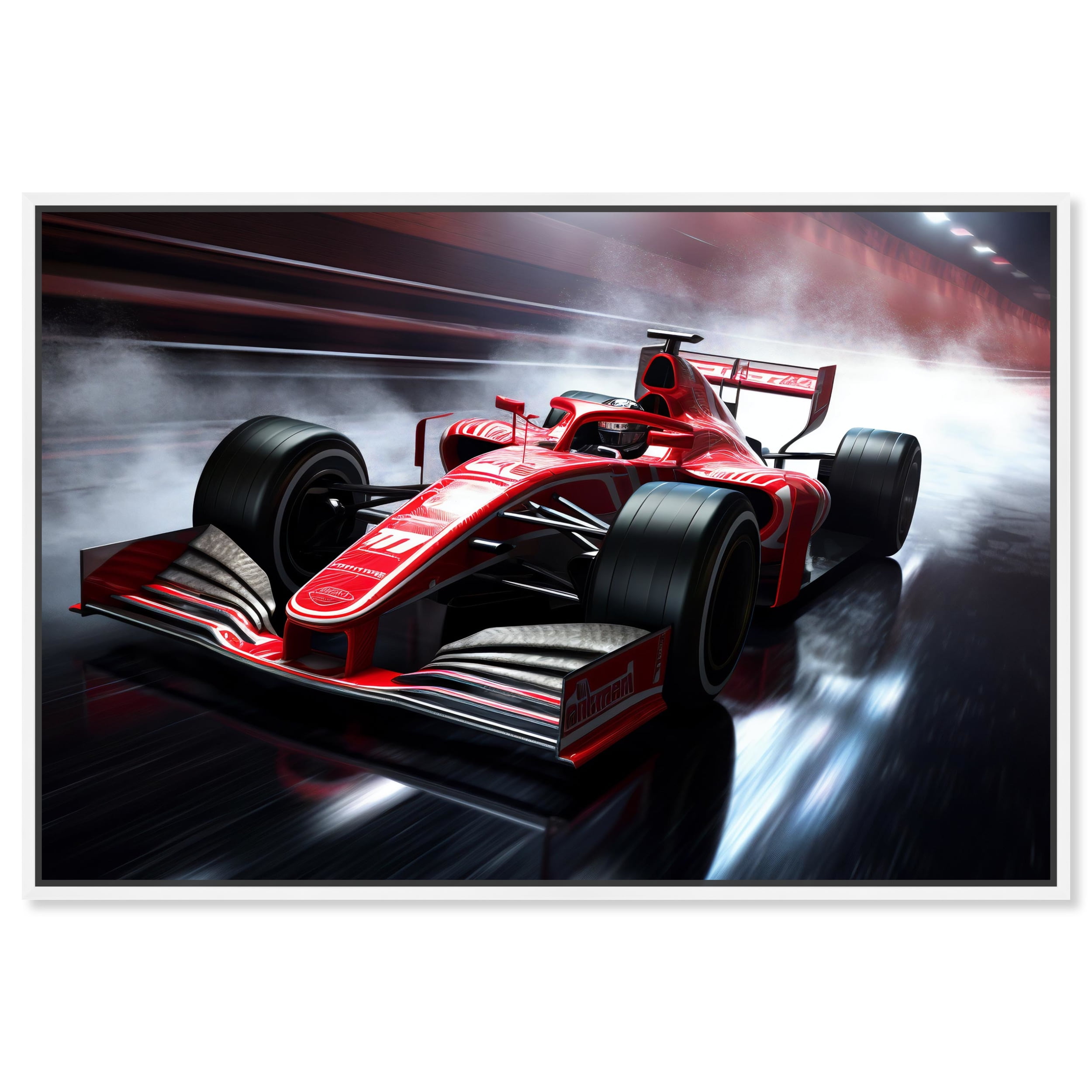 Red Speed Racing Car Print Man Cave Canvas Wall Art by Notoriart, White ...